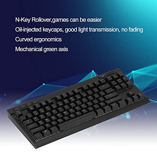 Portable RGB Gaming Mechanical Keyboard,Rainbow LED Backlit Keyboard,Wired Gaming Keyboard,N‑Key Rollover Suspension Keycap,87 Keys RGB Gaming Keyboard for PC Computer Gamer