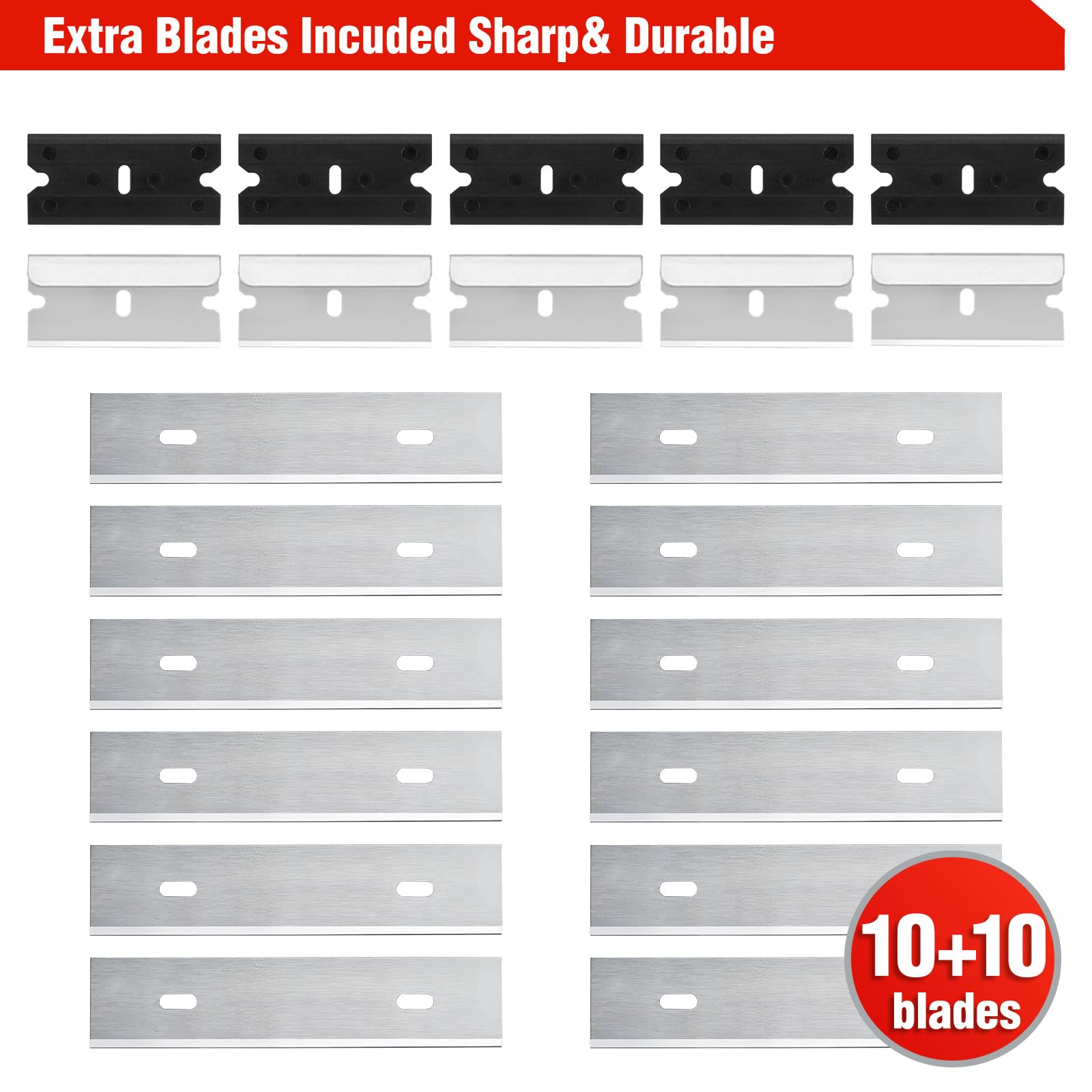 Goldblatt 2 Pieces Razor Blade Scraper with 20-piece Blades, Razor Scraper Tool, Razor Holder for Cleaning Glass Cooktop, Window, Decals, Stickers, Labels, Caulk, Adhesive, Paint Glue Removal