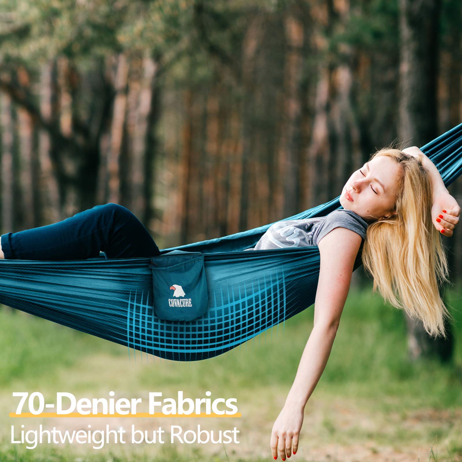 Covacure Camping Hammock - Lightweight Portable Hammocks with 2 Tree Straps, Outdoor Hammock for Indoor, Hiking, Camping, Backpacking, Travel, Garden, Beach