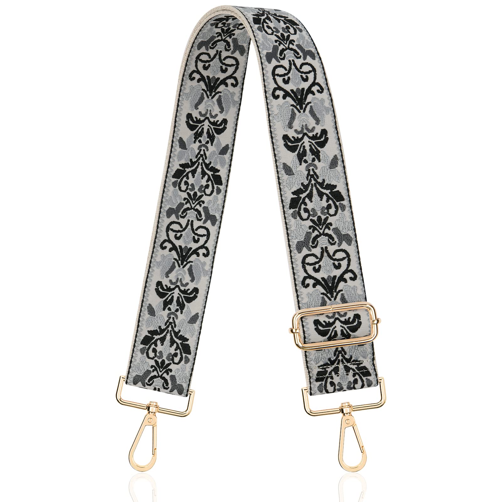 Embroidery Purse Strap for Women Crossbody Bag ,Silver,Gold Hardware,Adjustable Strap for Handbag ,Cross Body Belt for Shoulder Bags