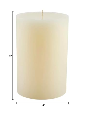 Mister Candle Dripless Vanilla Scented Ivory Pillar Candle Hand Made Vanilla Pillar Candles with Essential Oils for Home Decor, Premium Wax, 100 Hr Burn Time (4x6 inch)