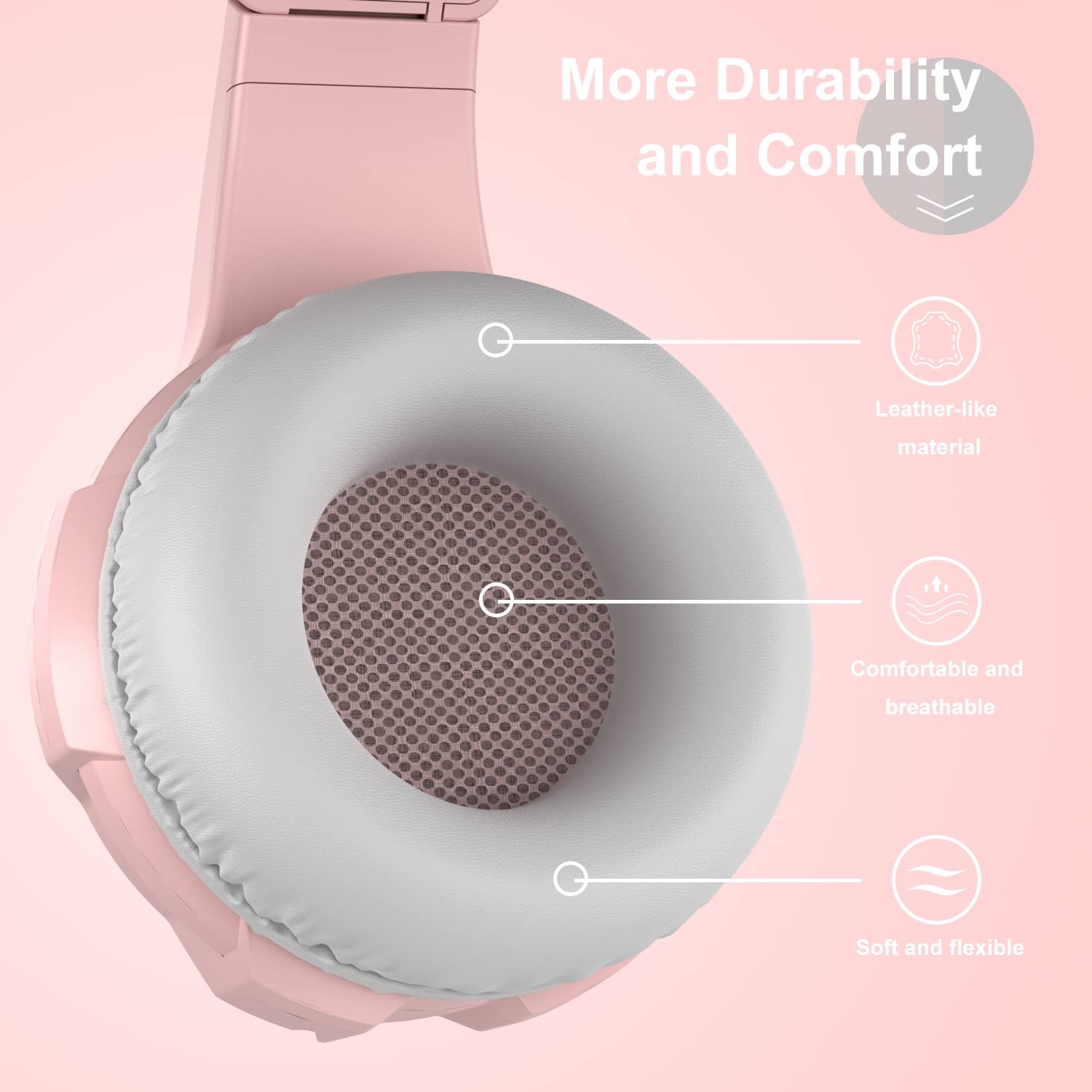 Emonoo Headphones with Microphone Surround Sound Active Noise Canceling Pink Wired Gaming Headphones - 3.5mm Audio Jack Stereo Headset for PC, PS4, PS5, Switch, Xbox One, Pink (Game/Work/School)