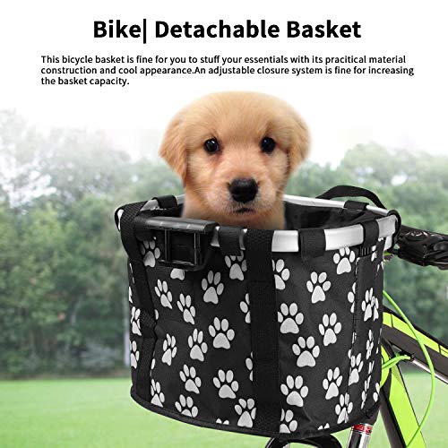 CZXJKKL Bike Basket, Foldable Small Pet Cat Dog Carrier Front Removable Bicycle Handlebar Basket Quick Release Easy Install Detachable Cycling Bag Mountain Picnic Shopping