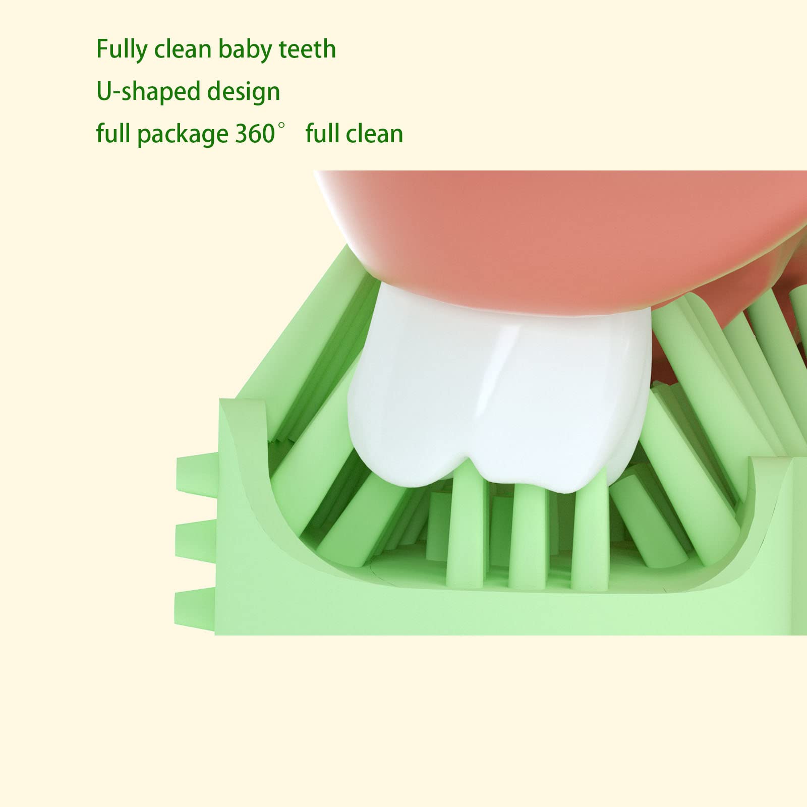 RAXIFU 2 Pack Toddler Toothbrush for Age 2-6 Years,Kids Toothbrush for 1-7 Years Children, U-Shape Extra Soft Toothbrush for Children (Pear Green-Yellow)