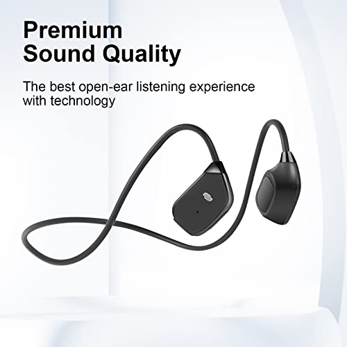 Genofo Open-Ear Bluetooth Bone Conduction Sport Headphones - Sweat Resistant Wireless Earphones for Workouts and Running - Built-in Mic (Black)
