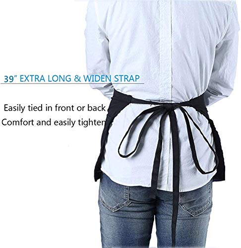 Waist Apron for Teachers with 3 Pockets Half Black Apron,Teachers Prefect Gift (teach love inspire-red)