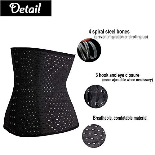 Waist Trainer Corset for Weight Loss Sport Workout Body Shaper Tummy Fat Burner, Black, Medium (Waist 26.7-29inch)