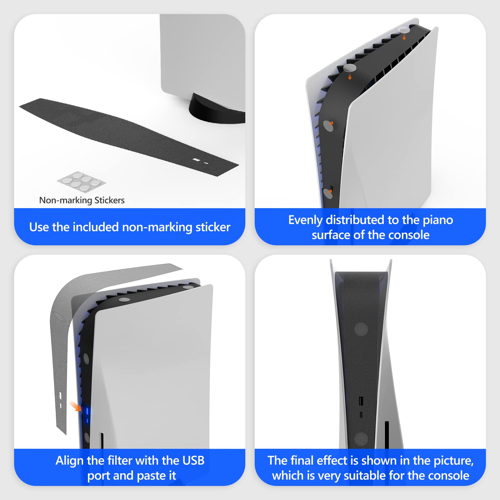 Dust Cover Net for PS5 Console and RGB LED Light Strip