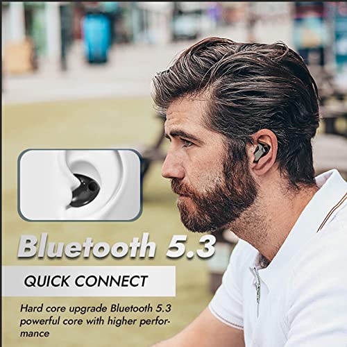 KOURM Invisible Sleep Wireless Earphone Ipx5 Waterproof,Invisible Earbuds Wireless Bluetooth,5.3 Headphones Touch Control,with Wireless Charging Case, Double Noise Cancelling (Black)