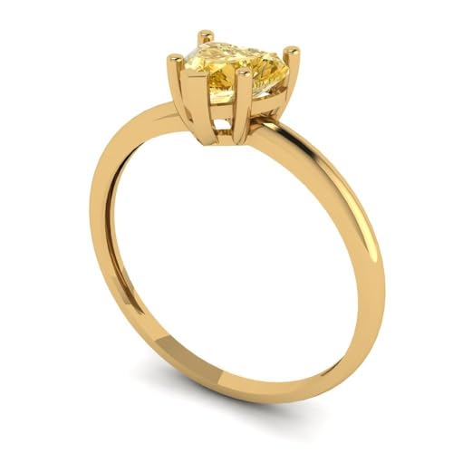 Clara Pucci 1.0 ct Heart Cut Solitaire Canary Yellow Simulated Diamond Bridal Wedding Anniversary Engagement Ring Real 14k Yellow Gold