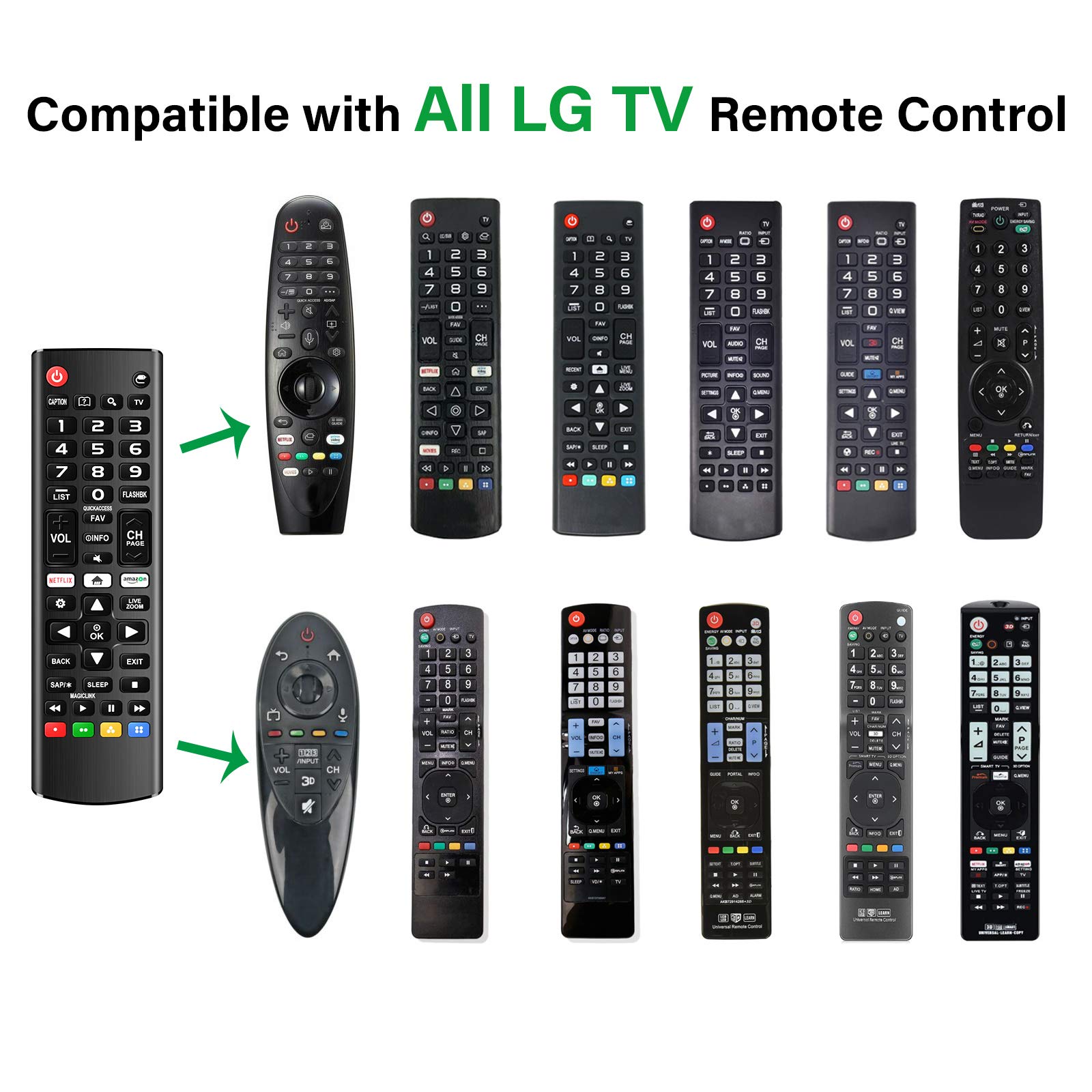Universal Remote Control AKB75095307 Compatible with All LG LED LCD HDTV UHD 3D 4K Smart TV Models with Black Remote Holder