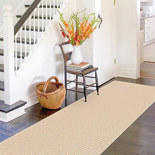 KOZYFLY Boho Runners for Hallways 2x6 ft Washable Hall Carpet Runner Non Slip Kitchen Rug Beige Cotton Entryway Runner Rugs Throw Bedside Rugs for Indoor Hallway Bedroom Kitchen
