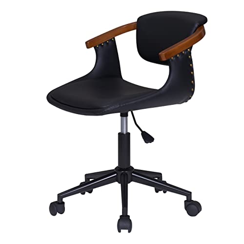 npd furniture and more Darwin PU Bamboo Office Chair, Black/Walnut