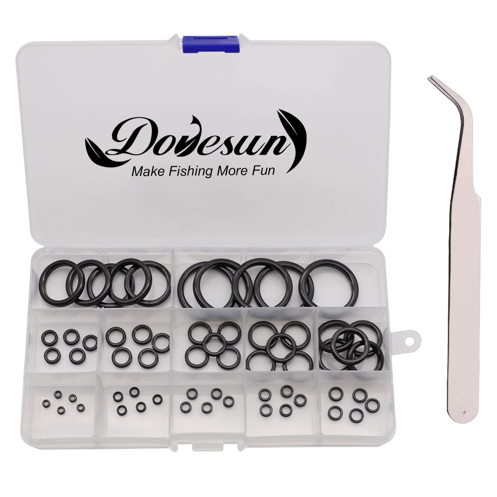 Dovesun Fishing Rod Repair Kit 60PCS Fishing Rod Guide Repair Kit Rod Ceramic Guides Ring 12 Mixed Sizes 60PCS