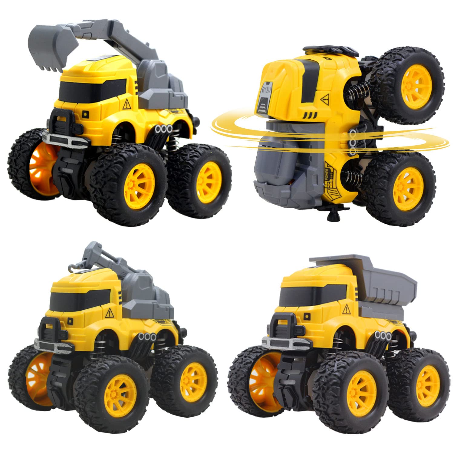 UOWGA Construction Toys for 3 Year Old Boys, 4 Pack Push and Go Car Truck Playset for Boys Girls Toddler Aged 3 4 5 6 Year Old Gifts for Kids Birthday