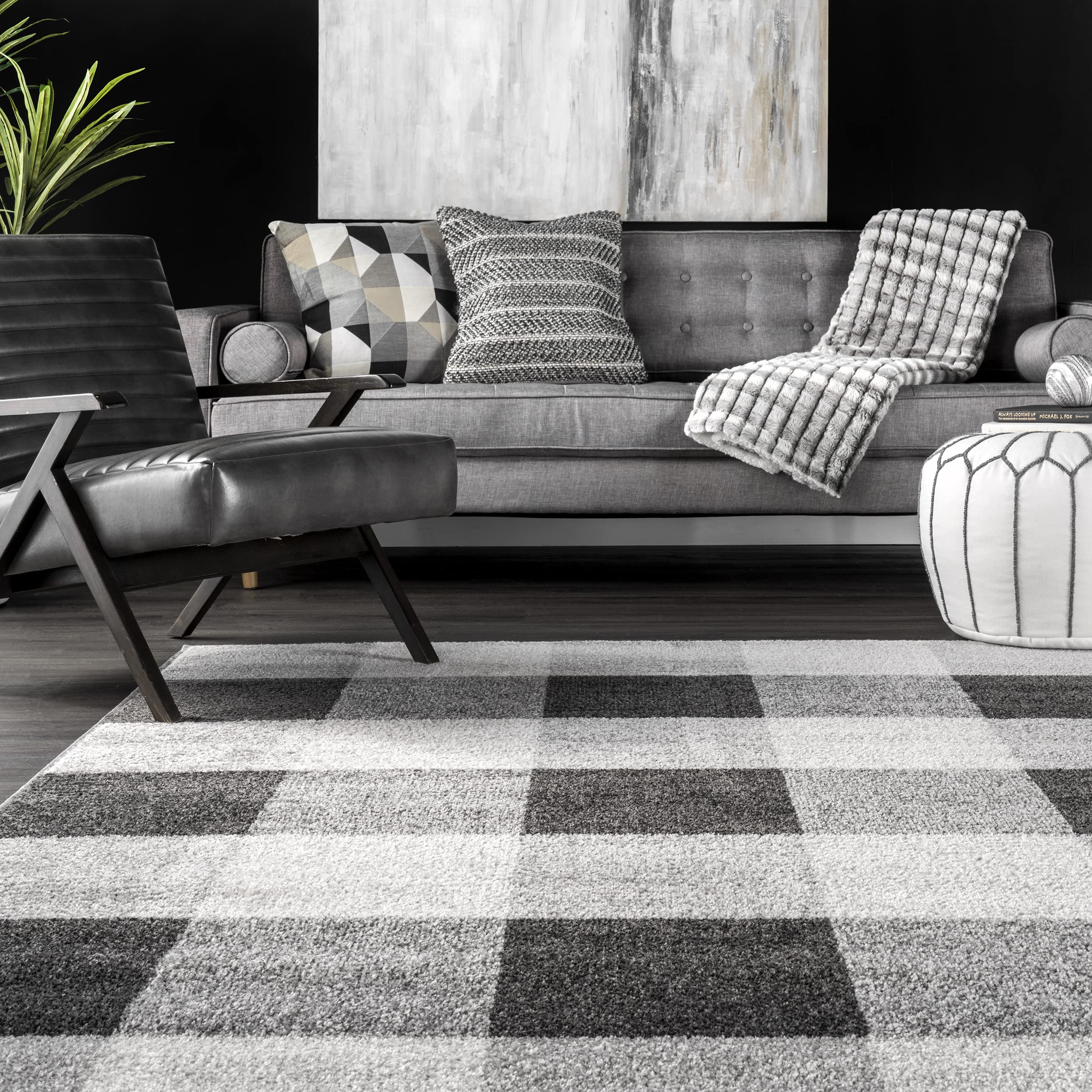 nuLOOM 2' x 6' Performance Indoor Area Rug, Non-Shed, Power Loomed High-Traffic Area Rug for Living Room, Bedroom, Home, Aisha Grey
