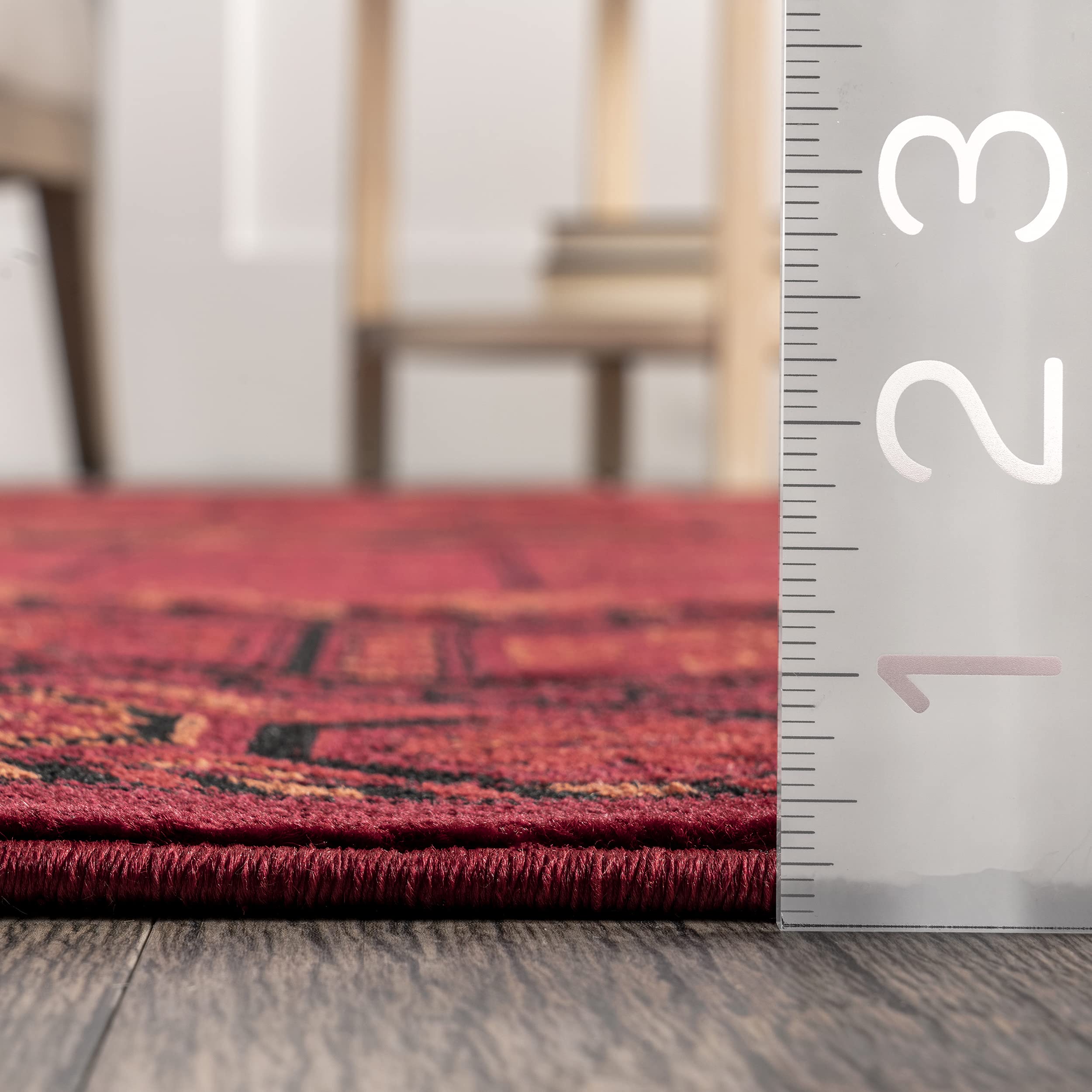 nuLOOM Billie Traditional Paneled Fringe Area Rug, 4x6, Red