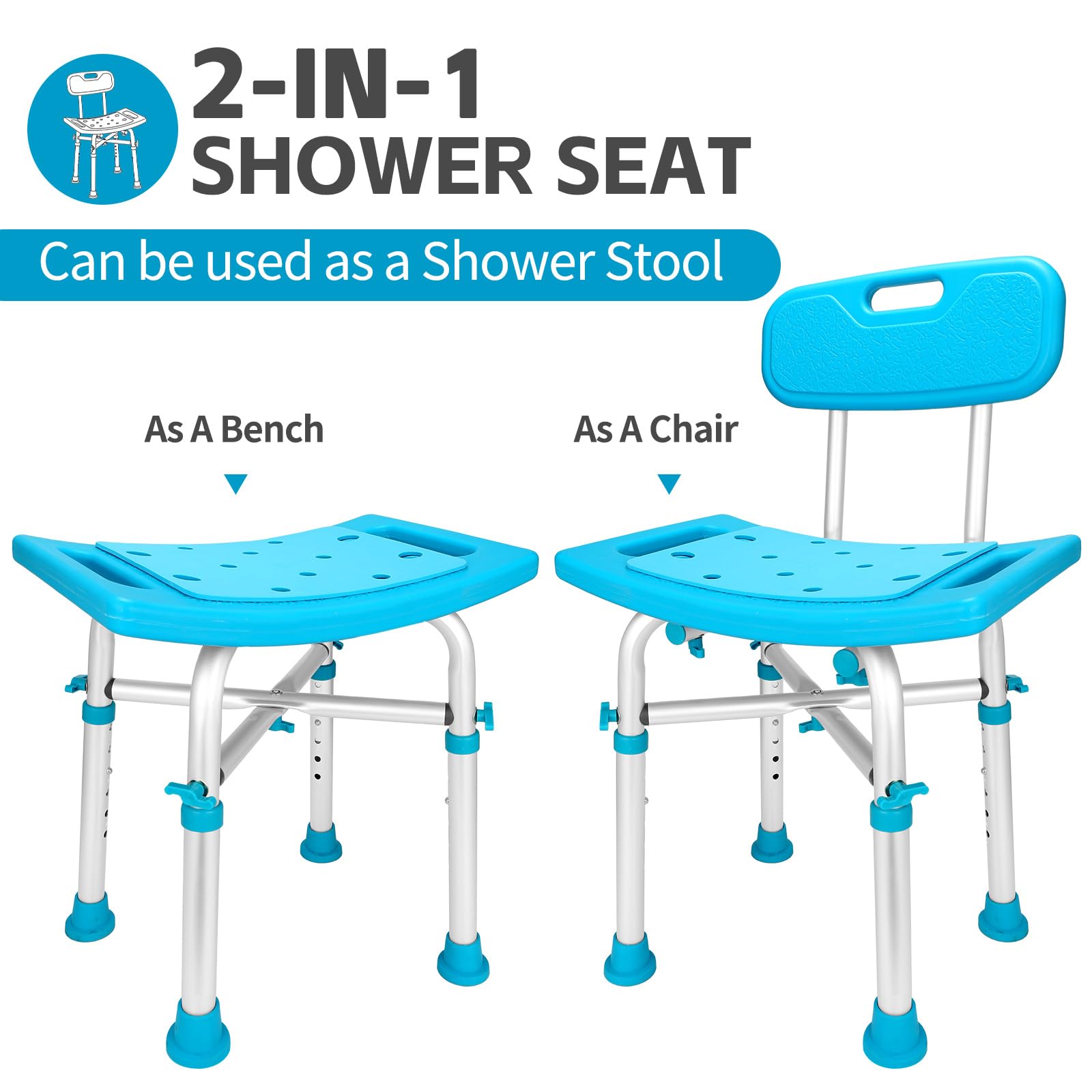 Gillion Heavy Duty Shower Chair with Back 500Lbs, ๐
๐ซ๐๐ ๐๐ก๐จ๐ฐ๐๐ซ ๐๐๐ซ๐ฎ๐๐๐๐ซ ๐๐ฎ๐ง๐๐ฅ๐๐ฌ, Tool-Free Bathtub Stool Shower Bench Seat with EVA Pad for Elderly Senior Handicap Disabled