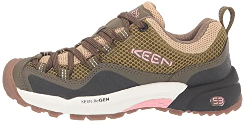 KEEN Women's Wasatch Crest Vent Breathable Hiking Sneakers, Olive Drab/Pink Icing, 7