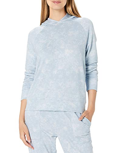 Daily Ritual Women's Standard Popover Sweatshirt, Blue Watercolor Tie Dye, Large