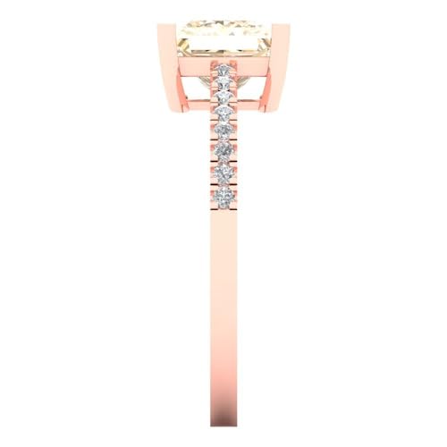 Clara Pucci 1.66 ct Princess Cut Solitaire Genuine Natural Brown Morganite Engagement Promise Anniversary Bridal Ring 18K Rose Gold 7.5