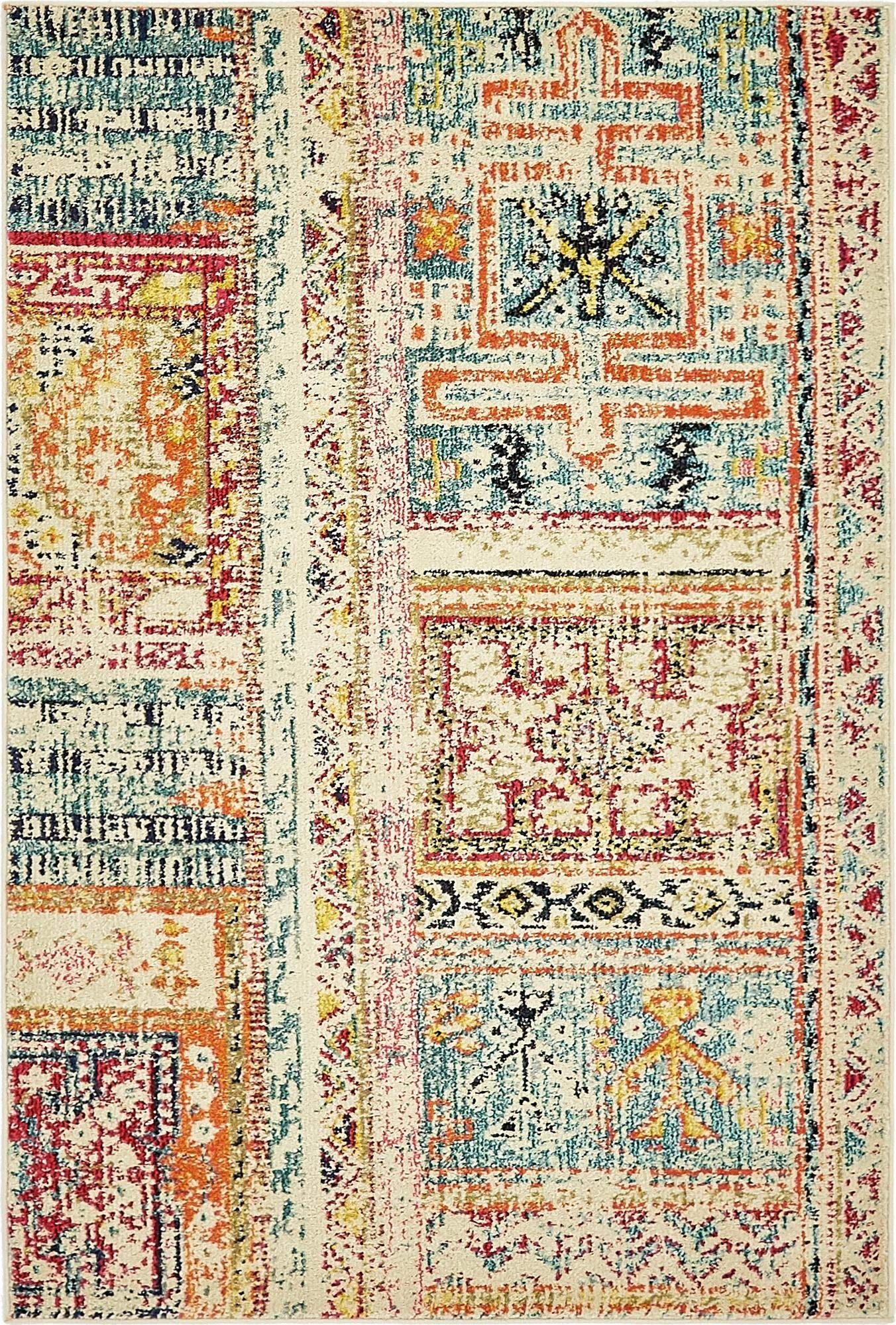 Rugs.com El Paso Collection Rug – 4' x 6' Multi Medium Rug Perfect for Living Rooms, Large Dining Rooms, Open Floorplans