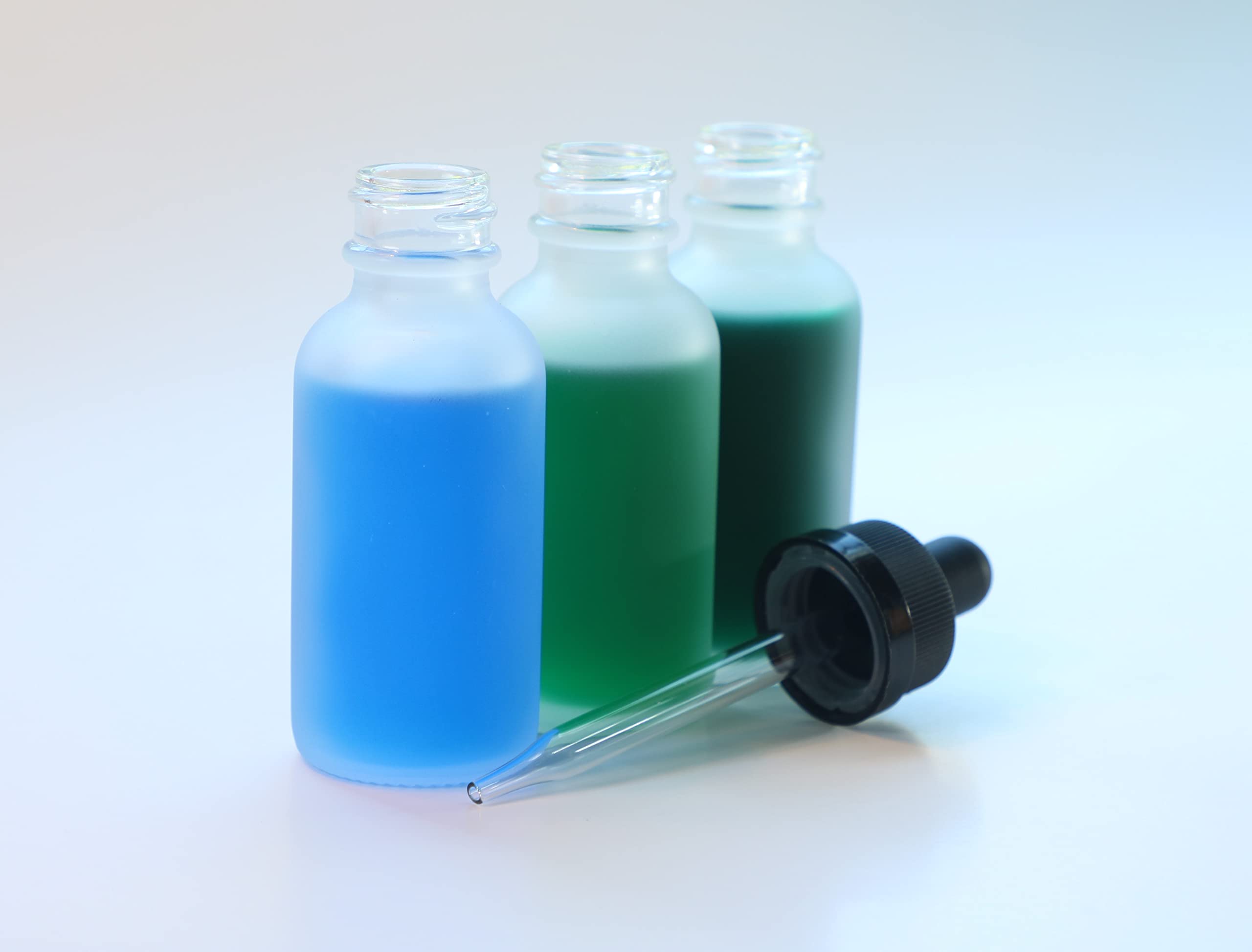 Frosted-Glass Dropper Bottles — 1 fl. oz. | 30 mL — (6 pk) — for Essential Oils, Skincare, Eye Droppers, Formulations – Child-Resistant Locking Feature – (6 bottles / 6 droppers)