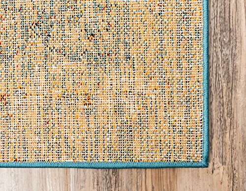 Unique Loom Rosso Collection Vintage, Traditional, Bohemian, Border, Distressed, Southwestern Area Rug, 5' 0" x 8' 0", Blue/Ivory