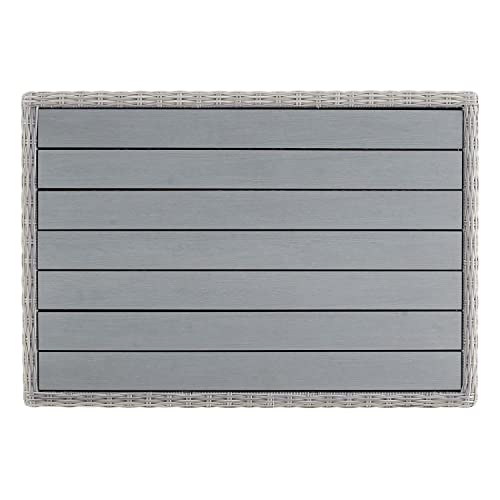 Modway Conway 32" Modern Rattan Outdoor Coffee Table in Light Gray