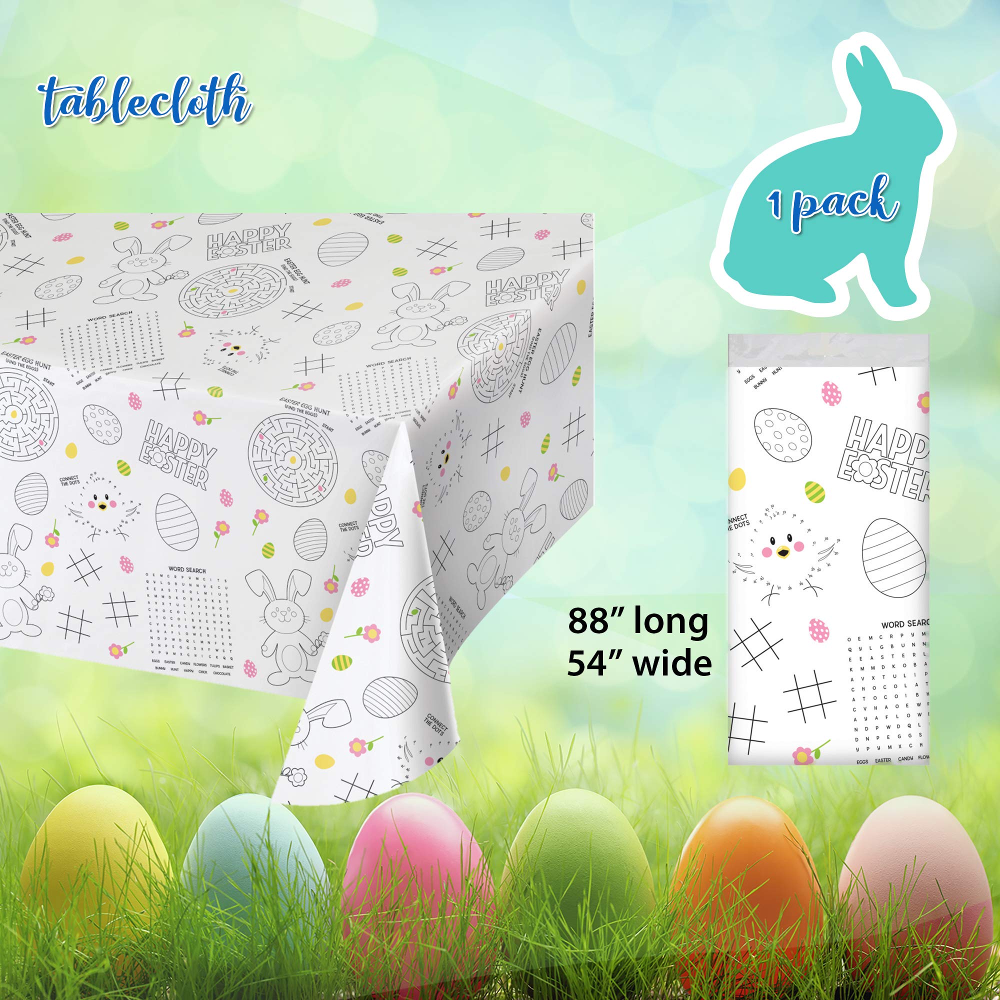 Creative Converting Easter Activity Tablecover Bundle | Tablecover & Stickers | Kids Easter Party, Easter Sunday Decoration, Classroom, Preschool
