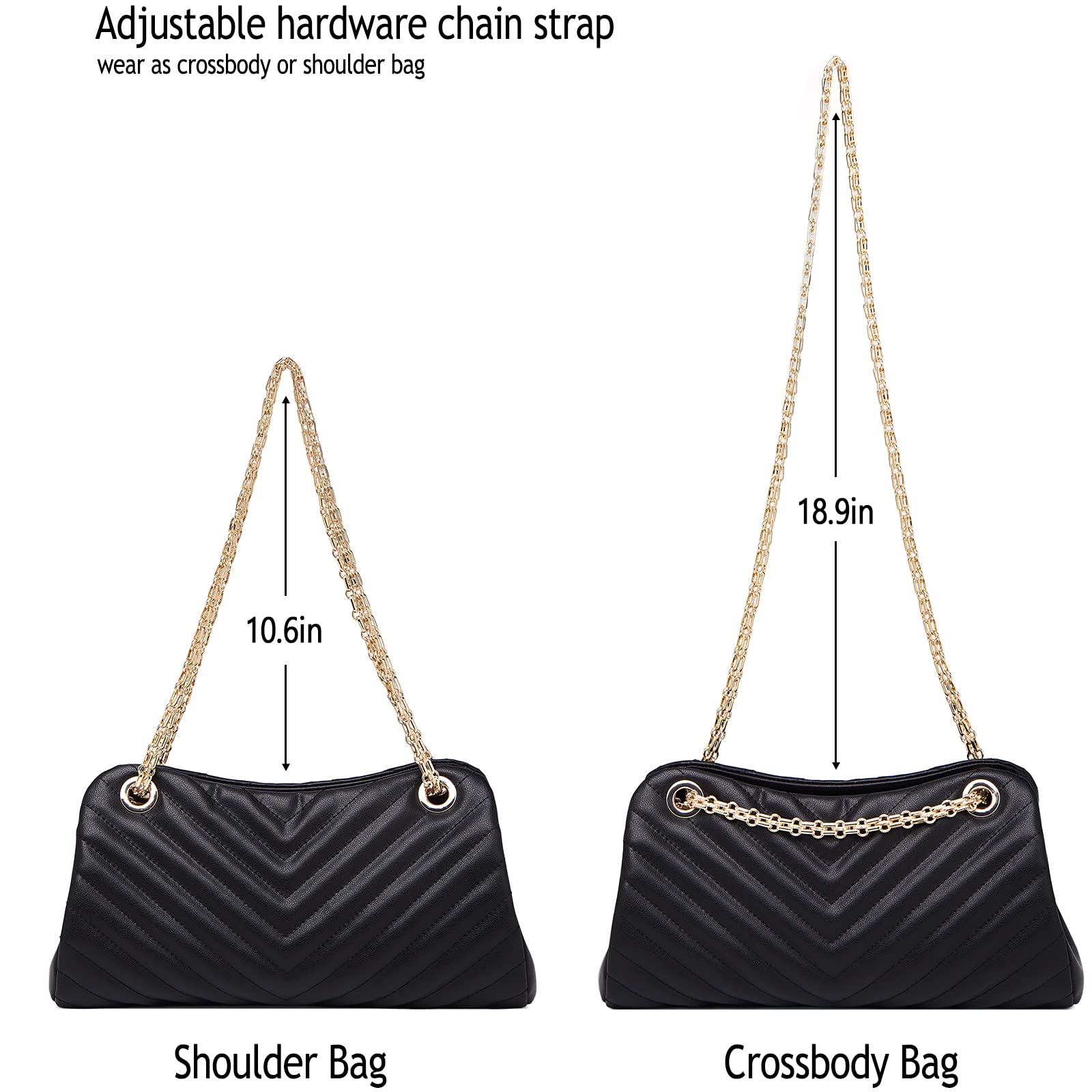 FOXLOVER Womens Leather Quilted Shoulder Bags, Ladies Small Chain Purse Designer Handbags