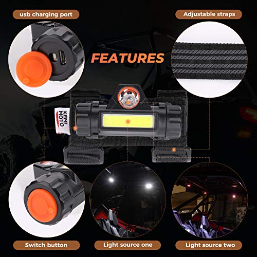 Kemimoto UTV Dome Light Universal Roll Bar Cage Mount Interior Lights Compatible with UTV Polaris RZR Can Am Talon Yamaha Kawasaki Golf Cart Boat Off-Road-Work for 1.25β-2.0" Roll Bar or Ironwork