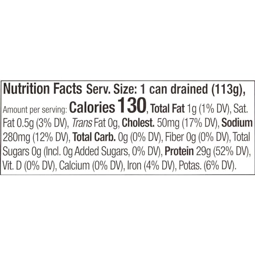 Bumble Bee Solid White Albacore Tuna in Water, 5 oz Can (Pack of 48) - Wild Caught Tuna - 29g Protein per Serving, High in Omega-3s - Non-GMO Project Verified, Gluten Free, Kosher