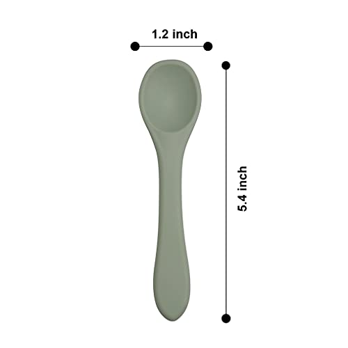 PandaEar Stay Put Silicone Suction Bowl| with Silicone Spoon BPA Free| Babies Toddlers Infants (Green)