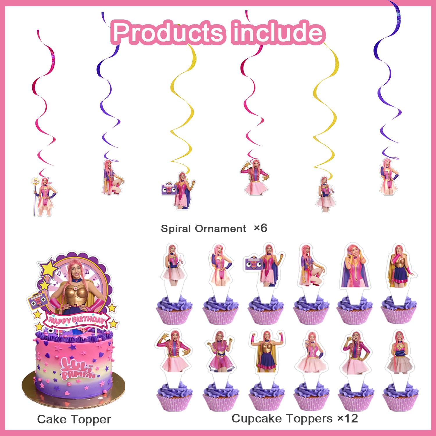 Generic πΏπ’ππ ππππππ Birthday Party Decorations, Music Themed Birthday Banner Honeycomb Centerpieces Hanging Swirls Cupcake Cake Toppers Party Balloons for Birthday Baby Shower Party Supplies