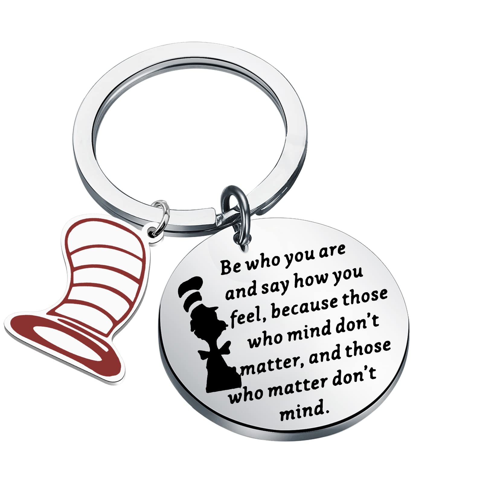 DR Inspirational Keychain Seuss Teacher Thank You Gift Motivational Quote Gift (Be who you are)