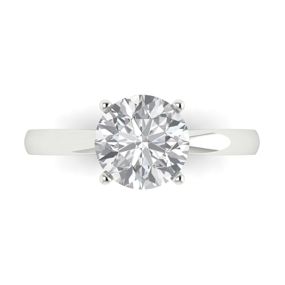Clara Pucci 2.0 ct Round Cut Solitaire Moissanite Engagement Wedding Bridal Promise Anniversary Ring in 18K White Gold Size 7