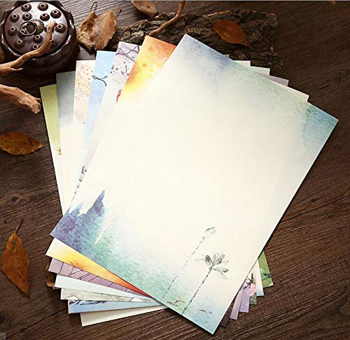 Retro Stationery Paper And Envelopes Set Letter Paper A4- Cute Kawaii Special Design Chinese Style Writing Stationery Paper Envelopes-32 Pack Stationery Paper and 16 Pack Envelopes(Retro)