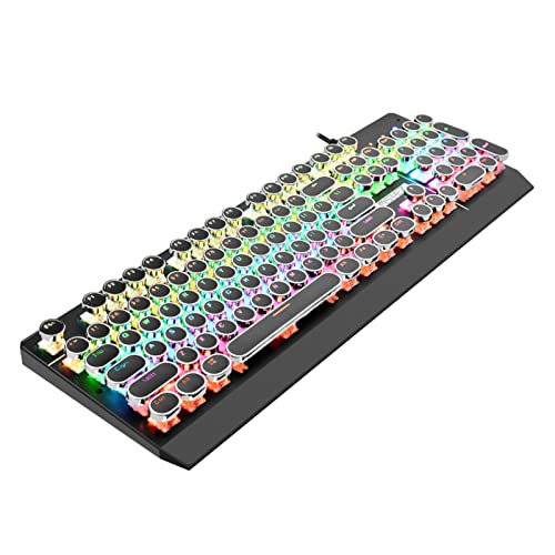 Funtasica Mechanical Gaming Keyboard RGB Backlit 104 Keys for PC, Black Round Keycap, 440x154x34mm
