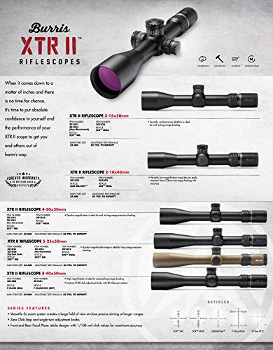 Burris Xtreme Tactical XTR II 5-25x50mm Precision Rifle Scope with 5X Zoom and Zero Click Stop Adjustment, Illuminated SCR Mil Reticle, Black