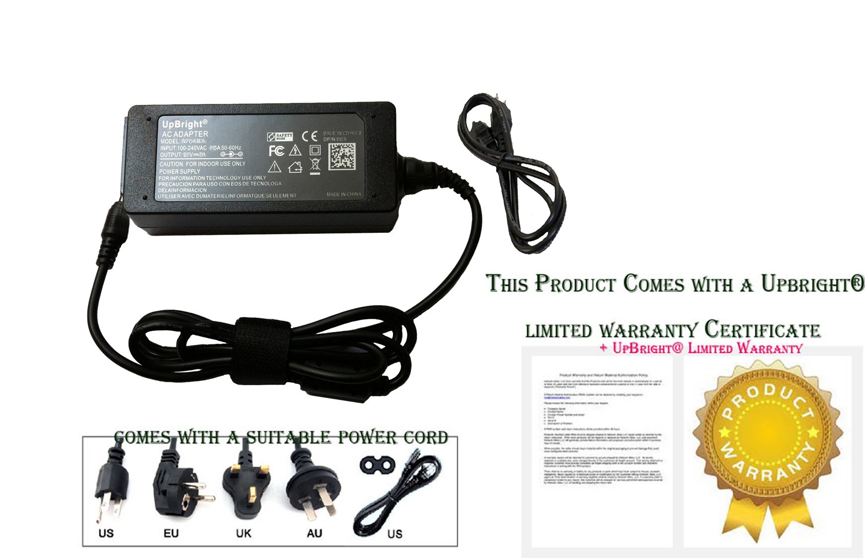 UpBright® NEW 12V AC / DC Adapter For Western Digital External Hard Drive My Book World Edition II (White Lights), My Book World Edition ((White Lights), My Book Mirror Edition,WDPS033RNN,WDPS039RNN