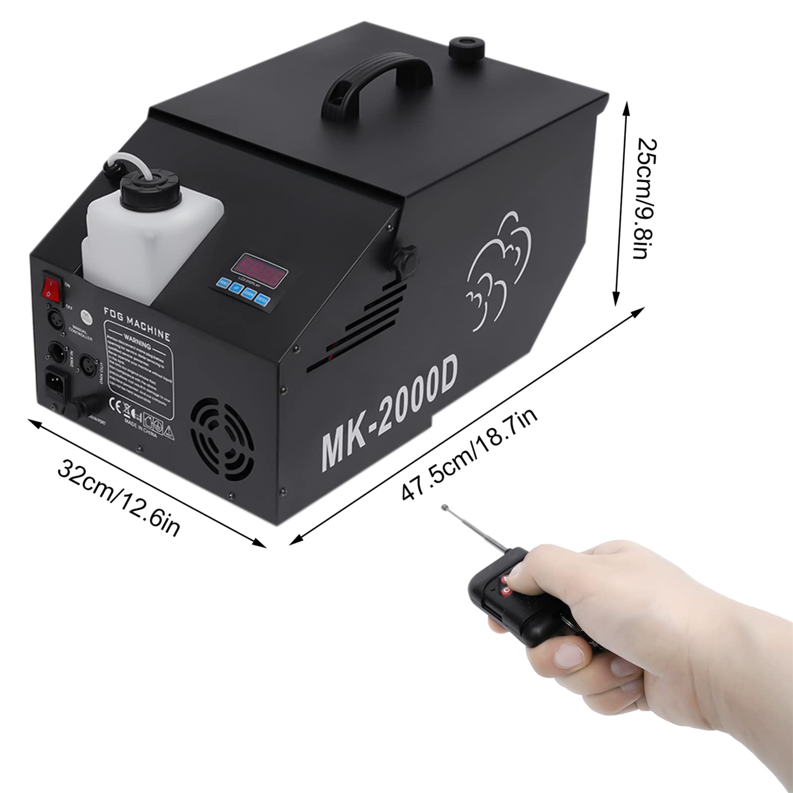 DYRABREST Modern 1200W Low-Lying Smoke Machine, DMX Fog Machine with Remote Control, Stage Effect Fog Machine for Stage, Disco, Halloween, Wedding, Performance, Smoke Coverage: 860-1076ft²