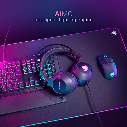ROCCAT Pyro Mechanical Gaming Keyboard with RGB Lightning, Black (ROC-12-622) Burst Pro Lightweight Optical Gaming Mouse & ROCCAT Elo 7.1 USB Wired Surround Sound PC Gaming Headset