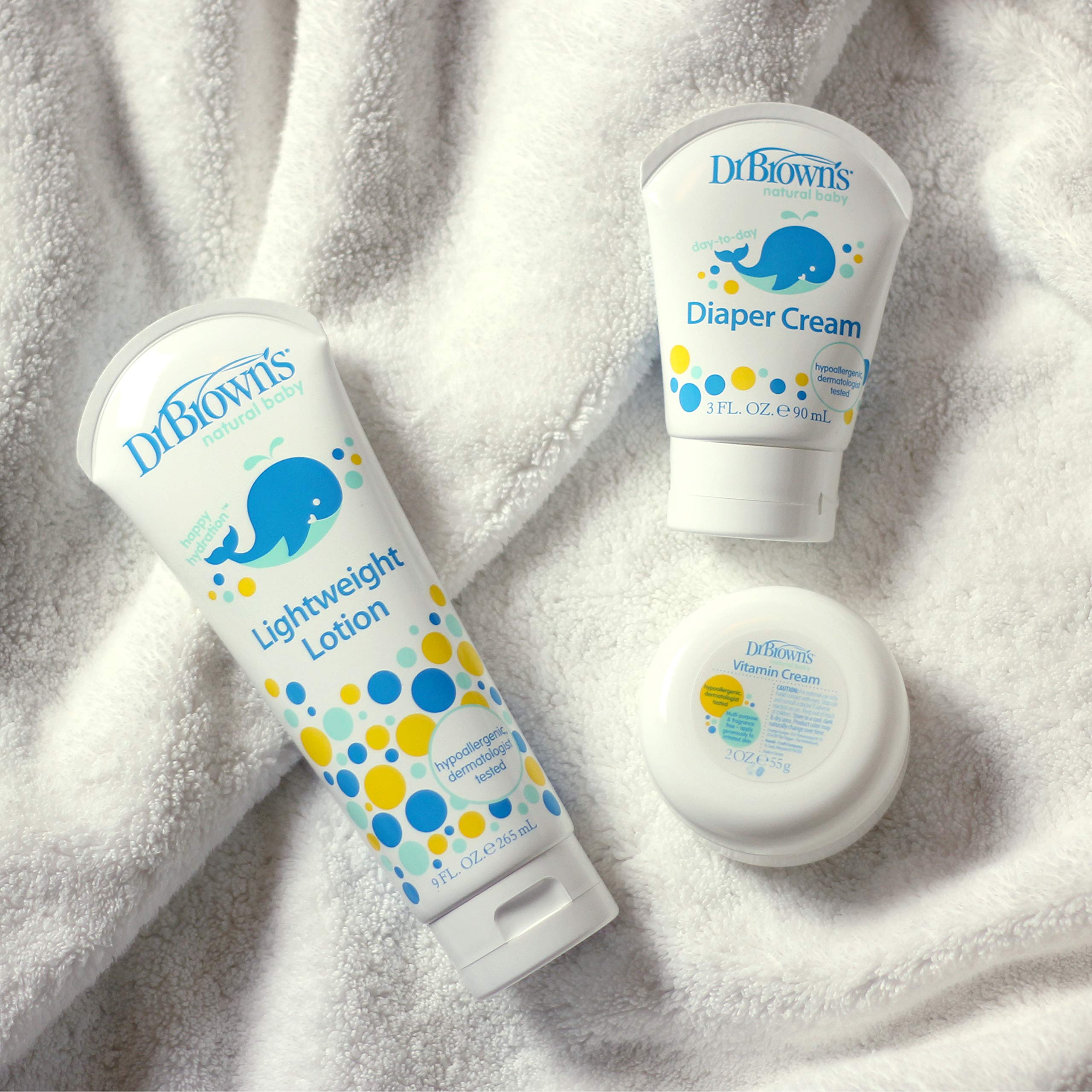 Dr. Brown’s Natural Baby Happy Hydration Set with Baby Lotion, Diaper Cream and Vitamin Cream