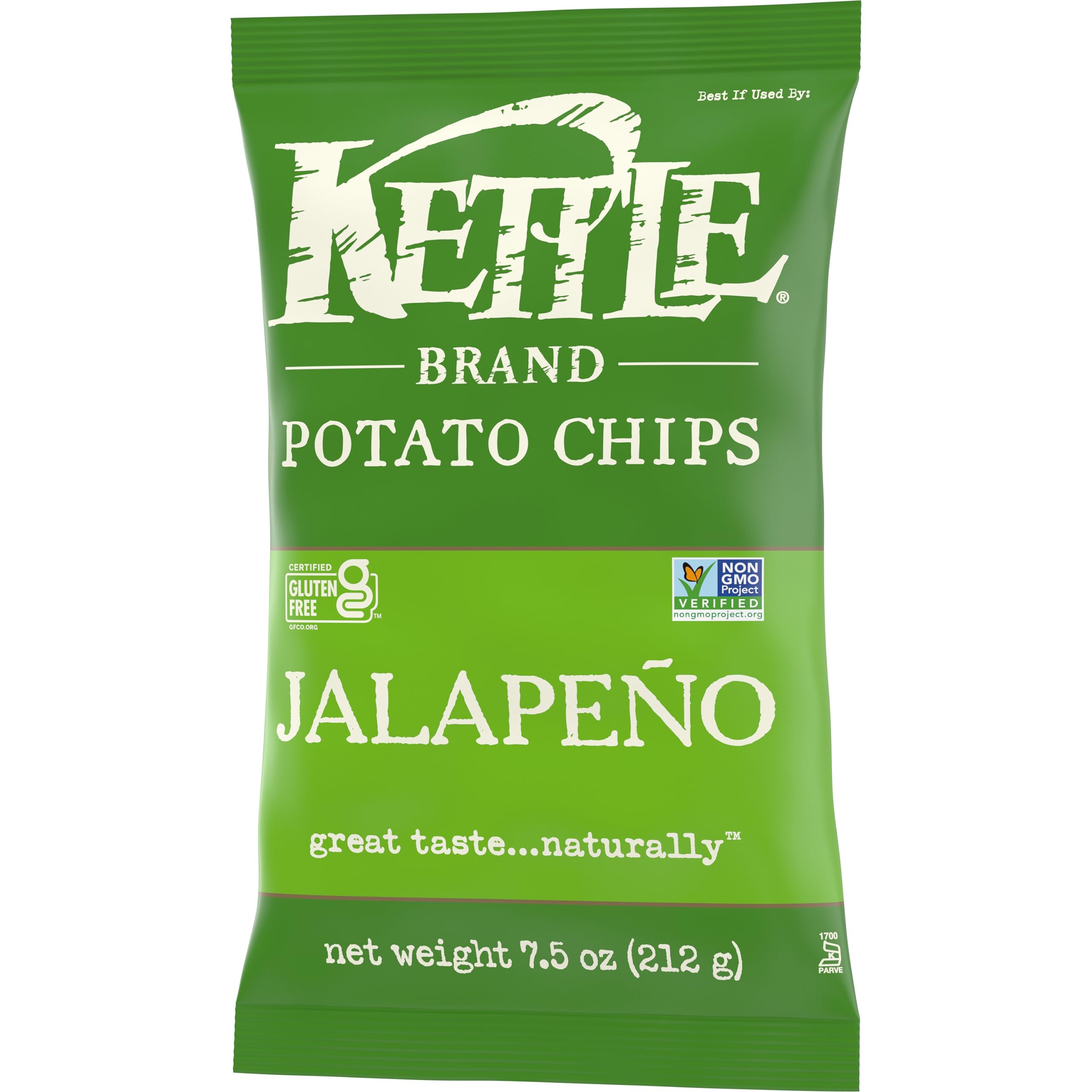 Kettle Brand Jalapeno Kettle Potato Chips, Gluten-Free, Non-GMO, 7.5 oz Bag