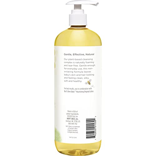 Burt's Bees Baby Shampoo and Wash Set, 2-in-1 Natural Origin Plant Based Formula for Sensitive Skin, Original Fresh Scent, Tear-Free, Paraben Free, Pediatrician Tested, 3 Bottles 63 oz (21 oz 3-Pack)