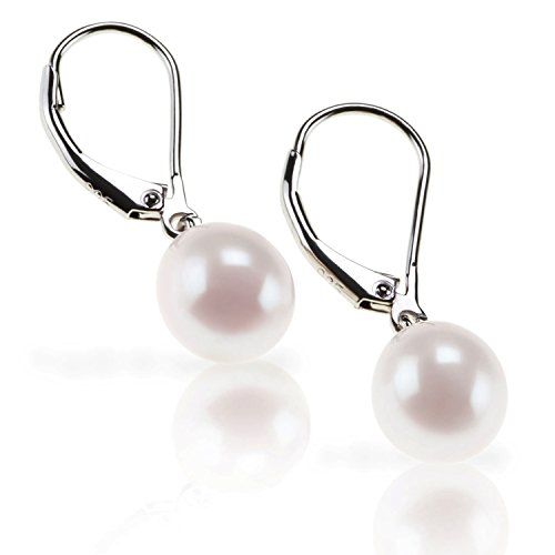 PAVOI Freshwater Cultured Pearl Earrings Leverback Dangle Studs - Handpicked AAA 7mm