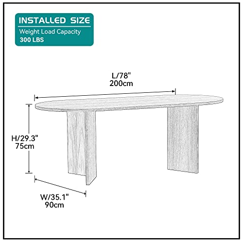 kevinplus 78'' Mid Century Modern Dining Table for 6, Oval Wooden Dining Table Dinner Table for Kitchen Living Room Office, Easy Assembly, Walnut
