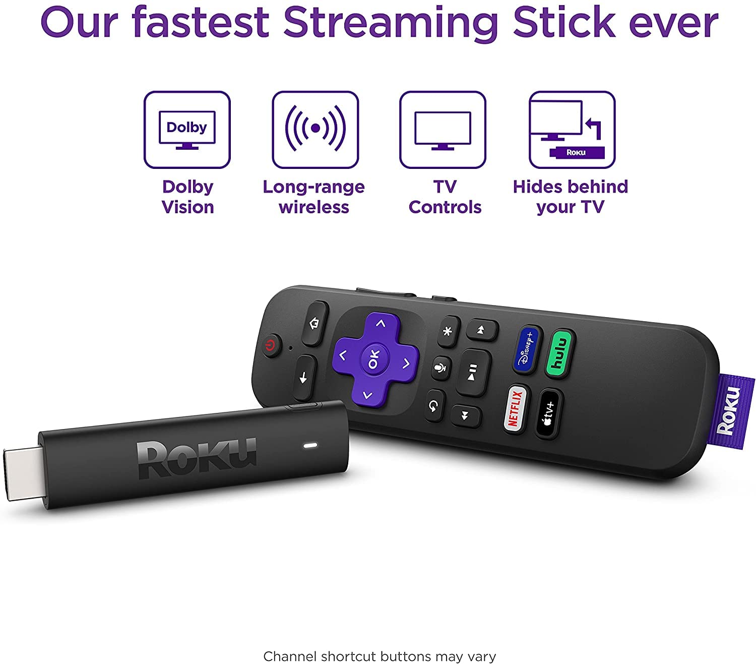 Roku Streaming Stick 4K 2021 Streaming Device with Roku Voice Remote and TV Controls 4K/HDR/Dolby Vision & Bundle Swanky Cables HDMI Cable
