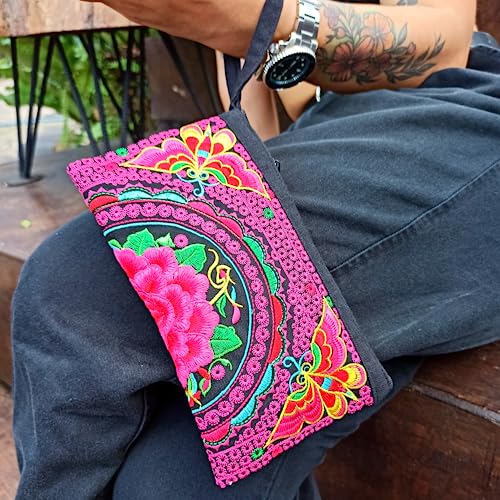 Sabai Jai - Smartphone Wristlet Bag - Handmade Embroidered Boho Clutch Wallets Purses